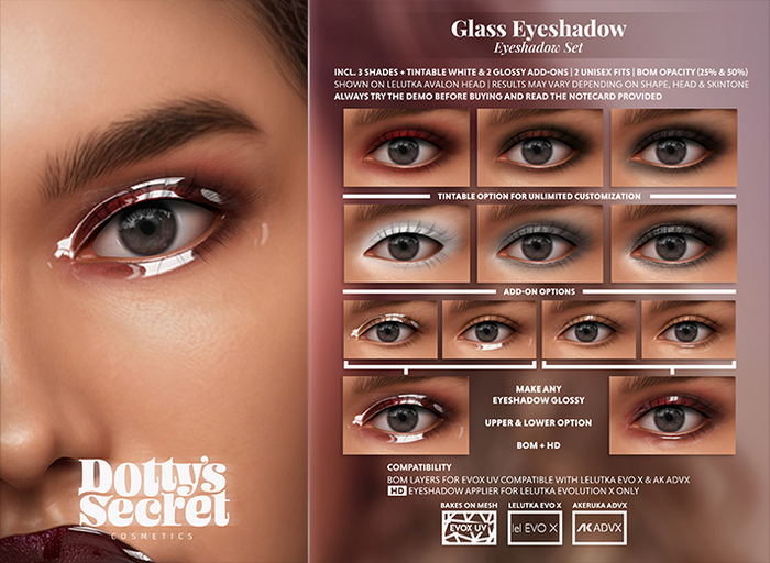 Second Life Marketplace - Dotty's Secret - Glass Eyeshadow [EVOX]